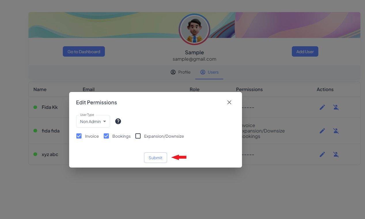 Manage user permission