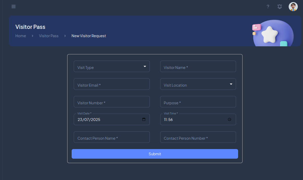 Visitor Pass Creation Form